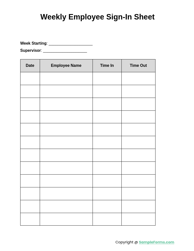 FREE 15+ Employee Sign-In Sheet Samples, PDF, MS Word, Google Docs, Excel