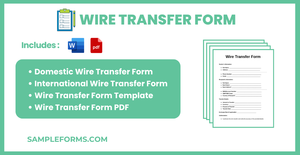 FREE 15+ Wire Transfer Form Samples, PDF, MS Word, Google Docs, Excel