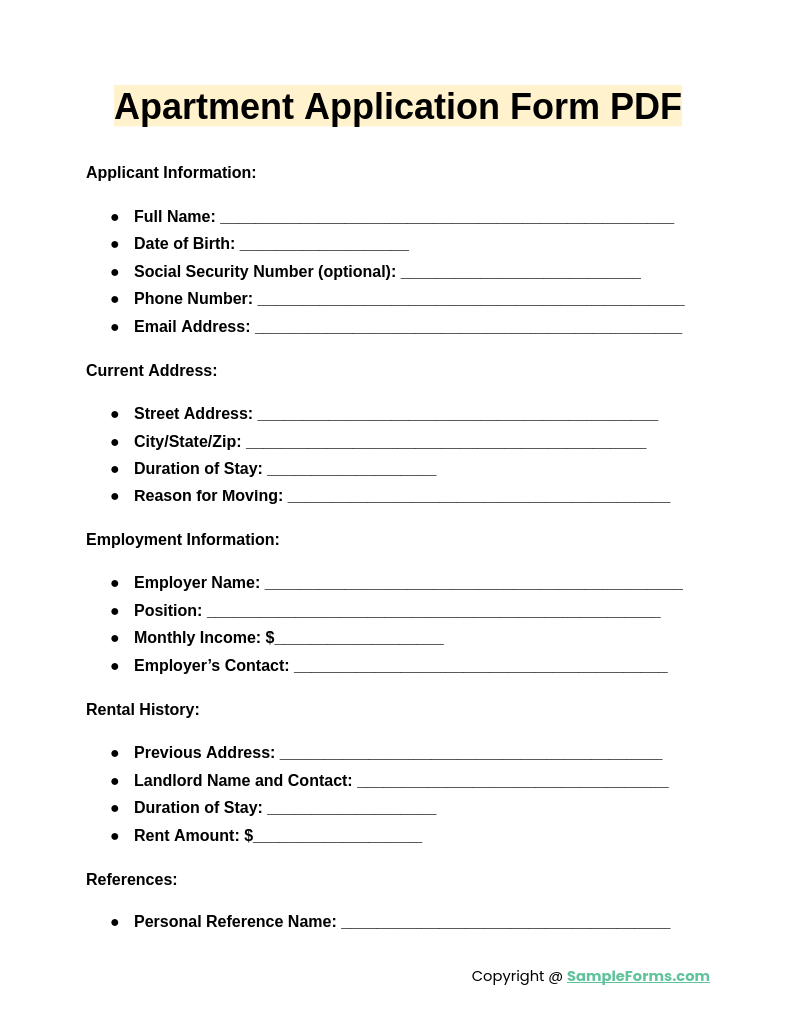 FREE 13+ Apartment Application Form Samples, PDF, MS Word, Google Docs