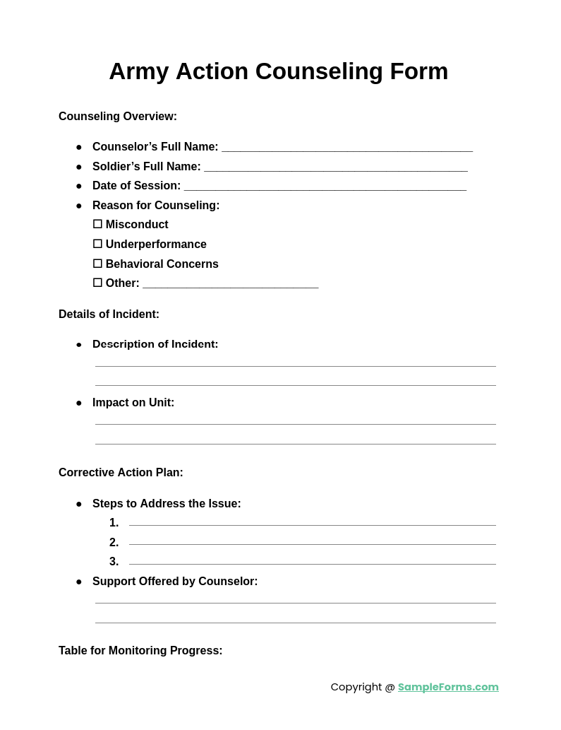 FREE 10+ Army Counseling Form Samples, PDF, MS Word, Google Docs