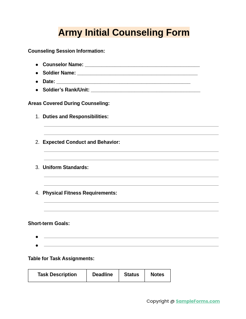 FREE 10+ Army Counseling Form Samples, PDF, MS Word, Google Docs