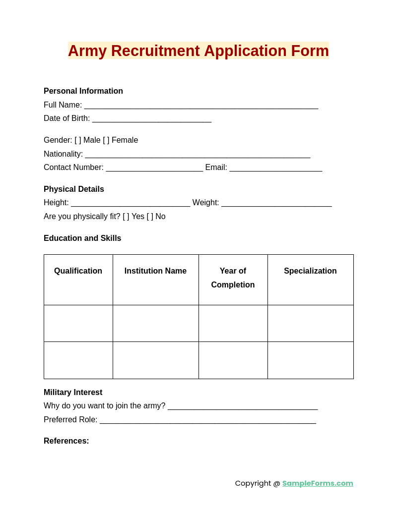 FREE 10+ Recruitment Application Form Samples, PDF, MS Word, Google Docs