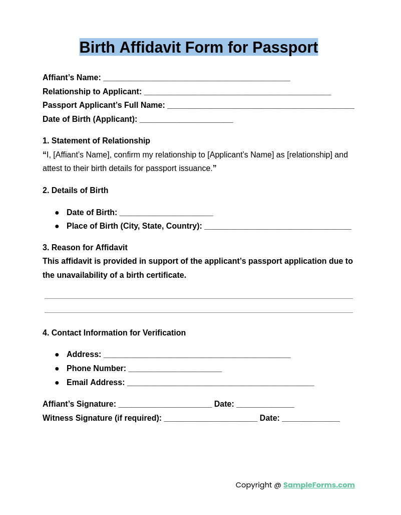 FREE 13+ Birth Affidavit Form Samples, PDF, MS Word, Google Docs
