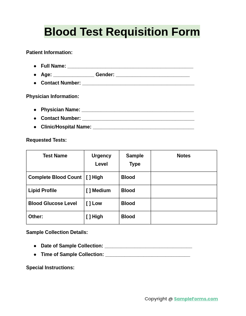 FREE 12+ Test Requisition Form Samples, PDF, MS Word, Google Docs