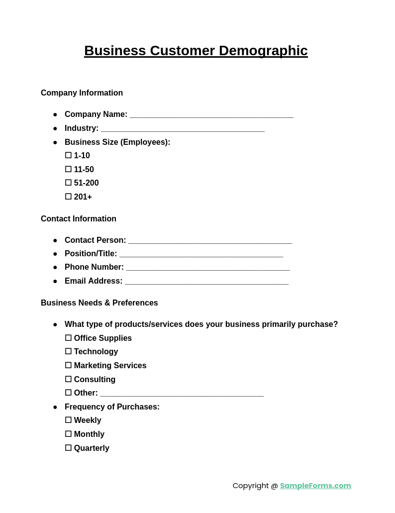 FREE 11+ Customer Demographic Samples, PDF, MS Word, Google Docs