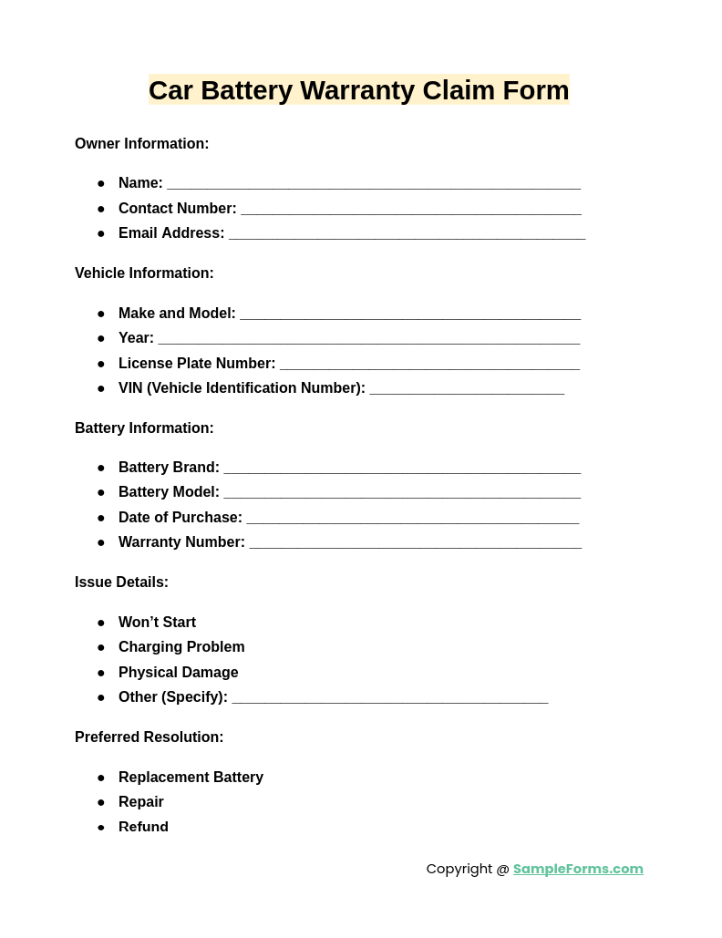 FREE 13+ Warranty Claim Form Samples, PDF, MS Word, Google Docs, Excel