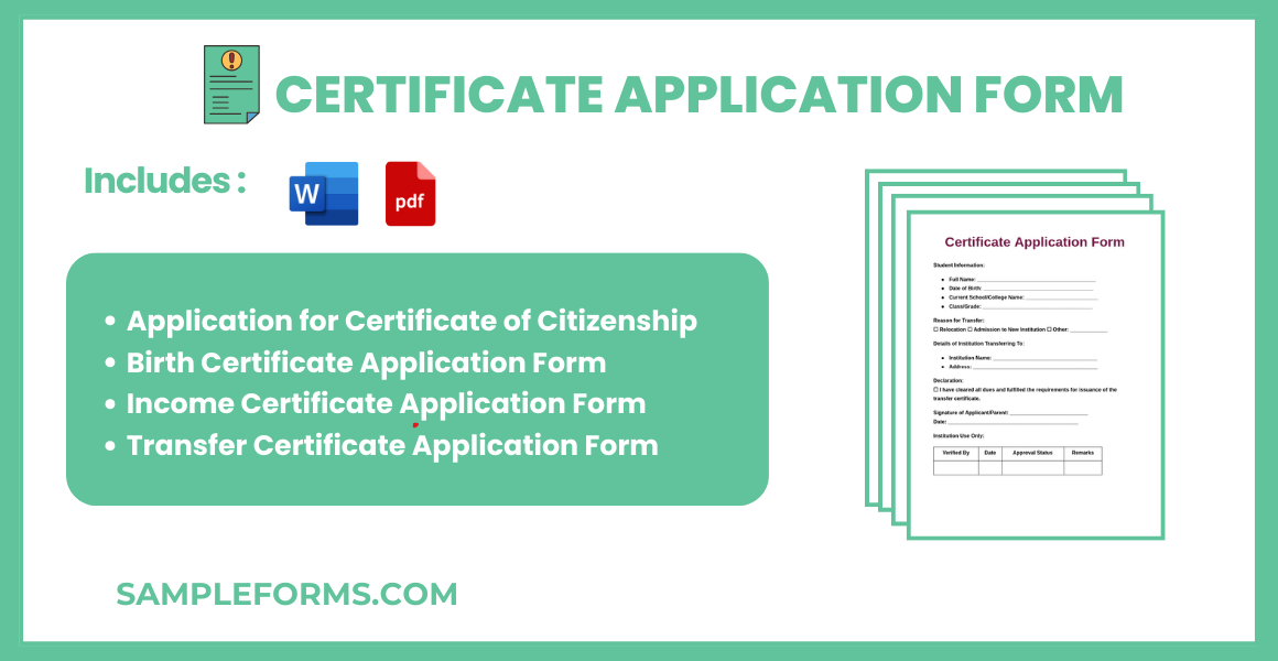 FREE 16+ Certificate Application Form Samples, PDF, MS Word, Google ...