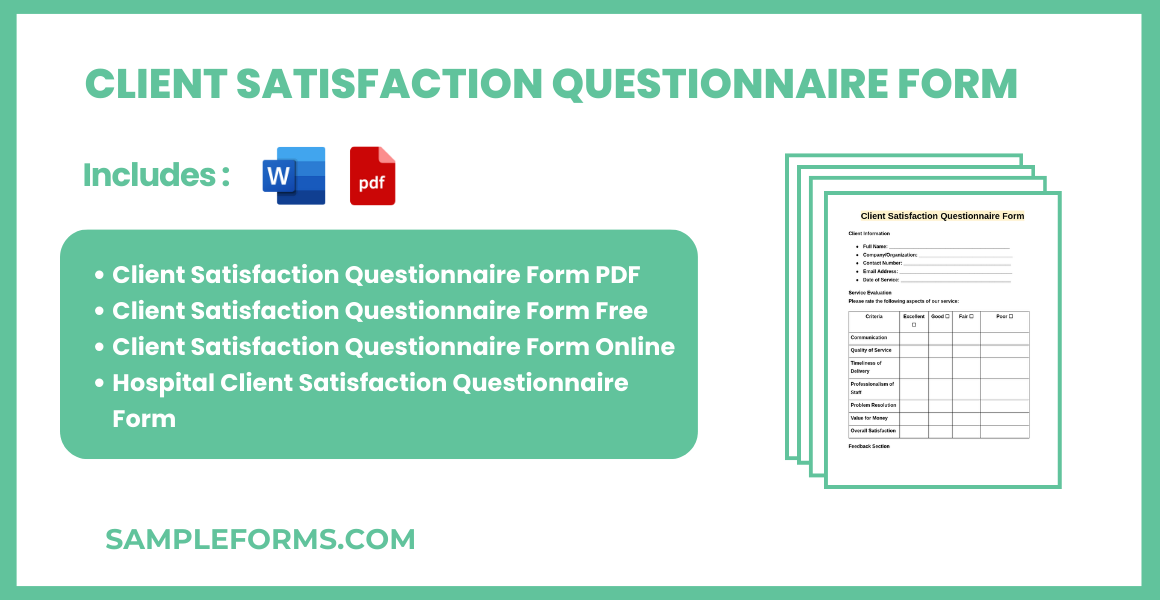 FREE 10+ Client Satisfaction Questionnaire Form Samples, PDF, MS Word ...