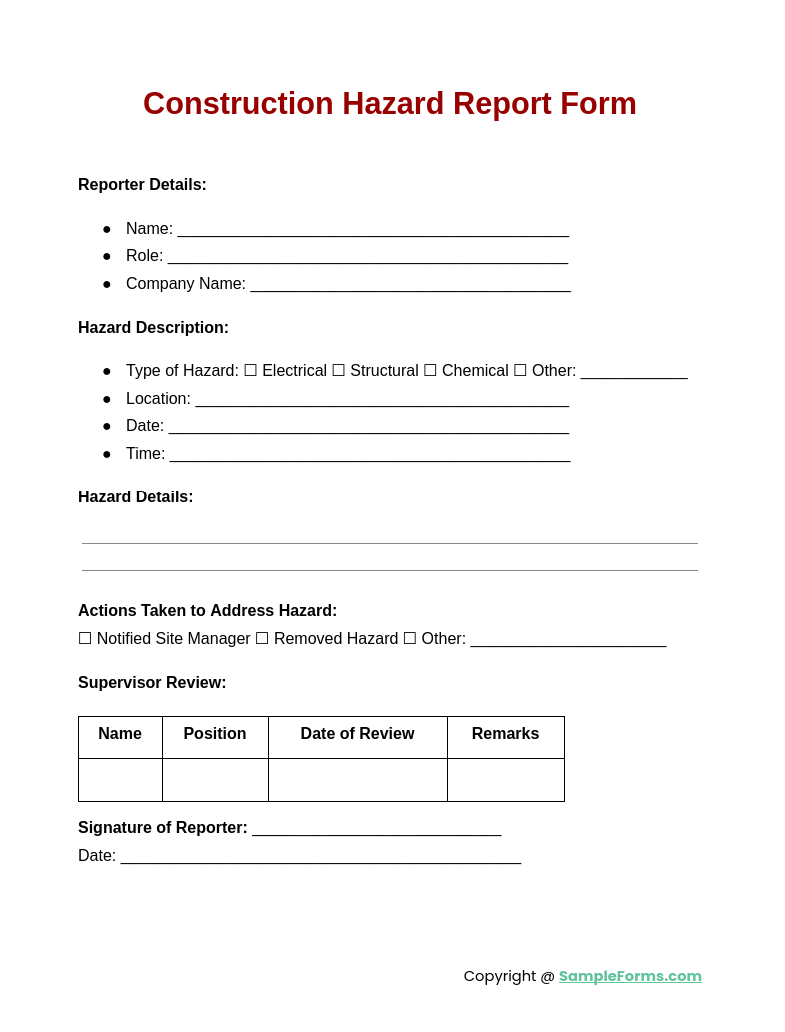 FREE 17+ Hazard Report Form Samples, PDF, MS Word, Google Docs