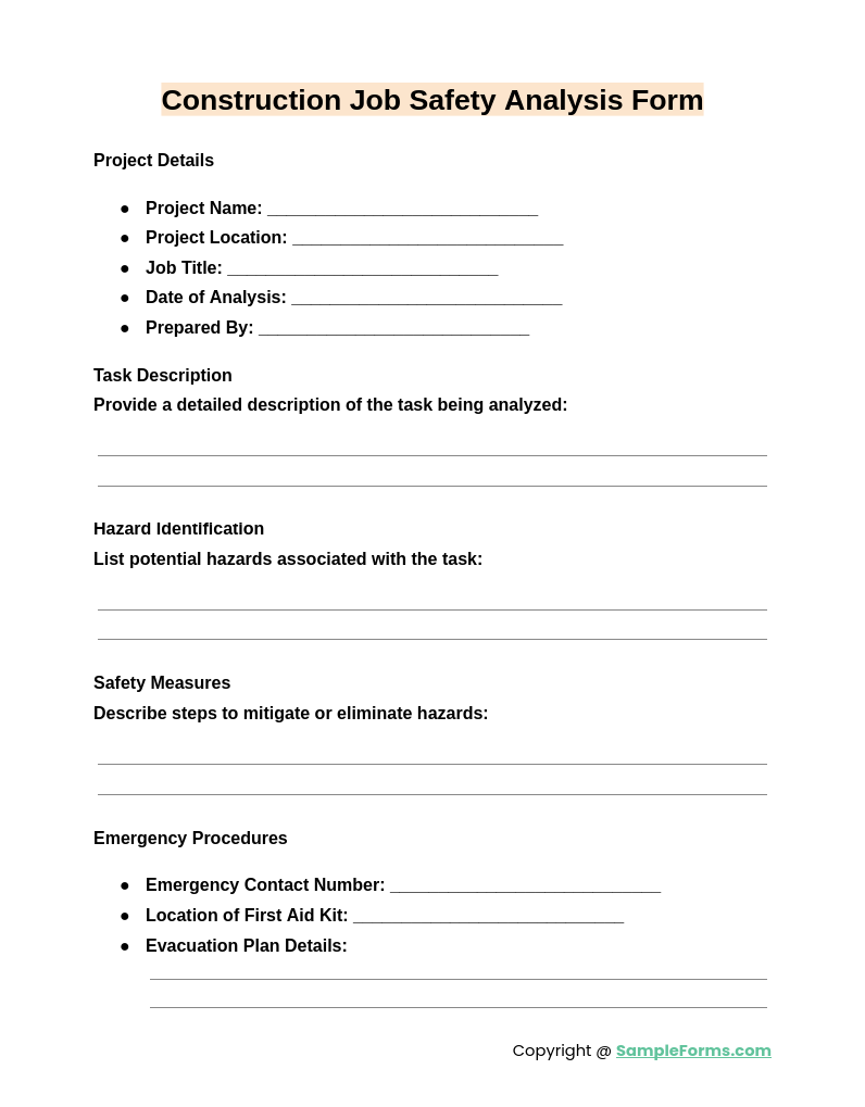 FREE 14+ Job Safety Analysis Form Samples, PDF, MS Word, Google Docs, Excel