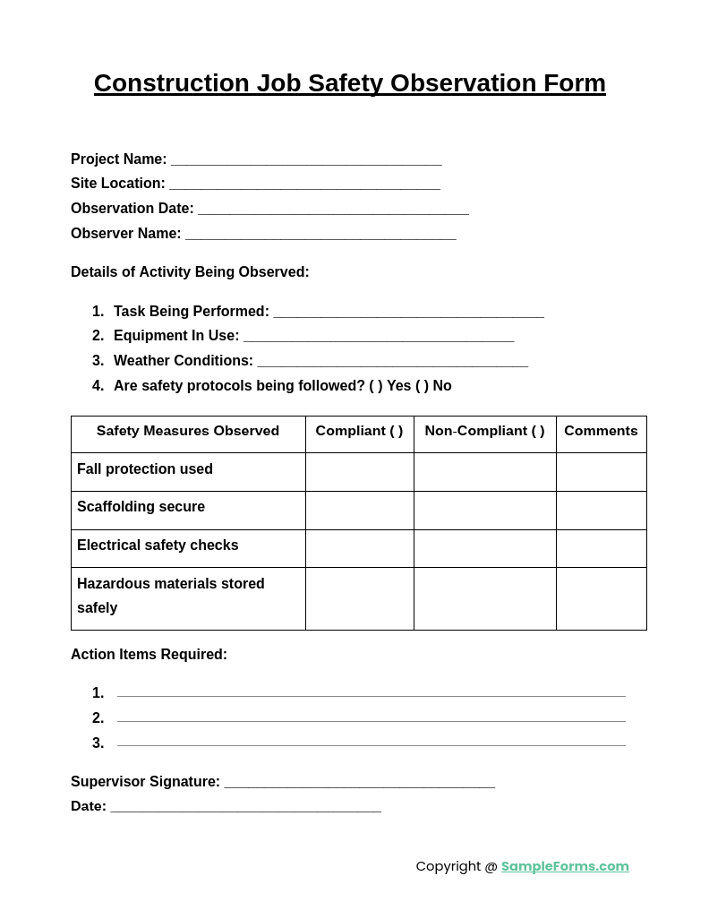 FREE 10+ Job Safety Observation Form Samples, PDF, MS Word, Google Docs