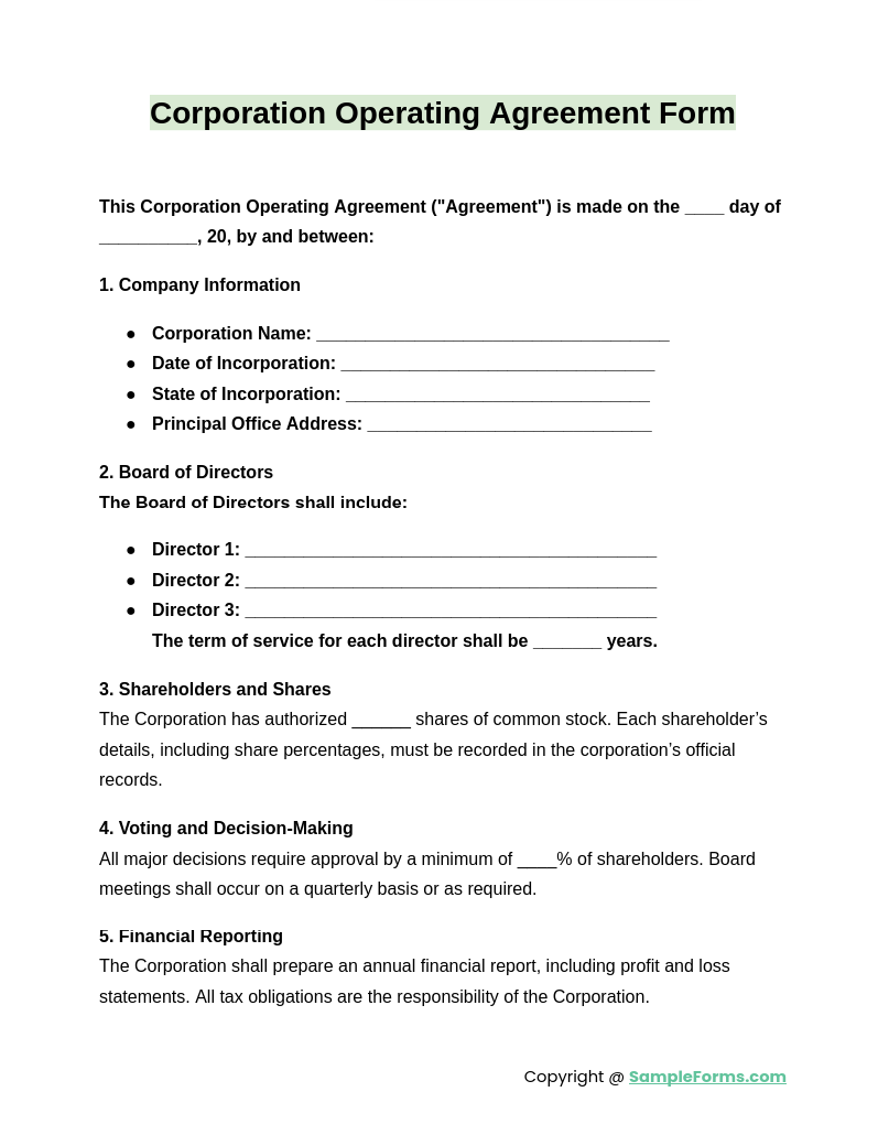 FREE 13+ Operating Agreement Form Samples, PDF, MS Word, Google Docs
