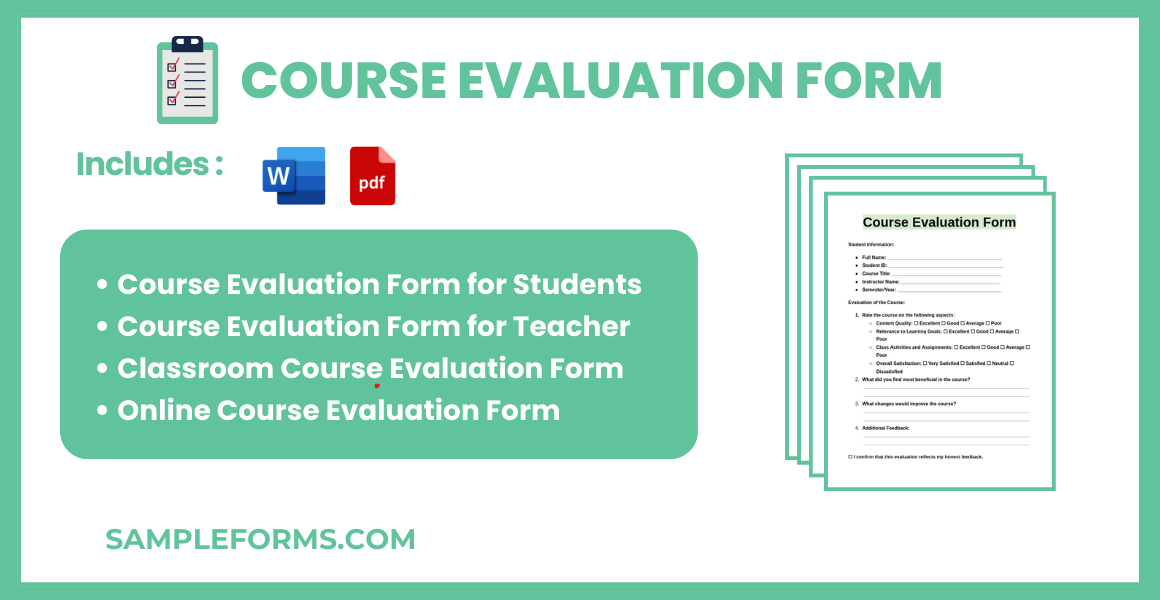 FREE 28+ Course Evaluation Form Samples, PDF, MS Word, Google Docs, Excel