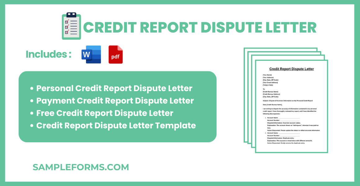 FREE 11+ Credit Report Dispute Letter Samples, PDF, MS Word, Google Docs