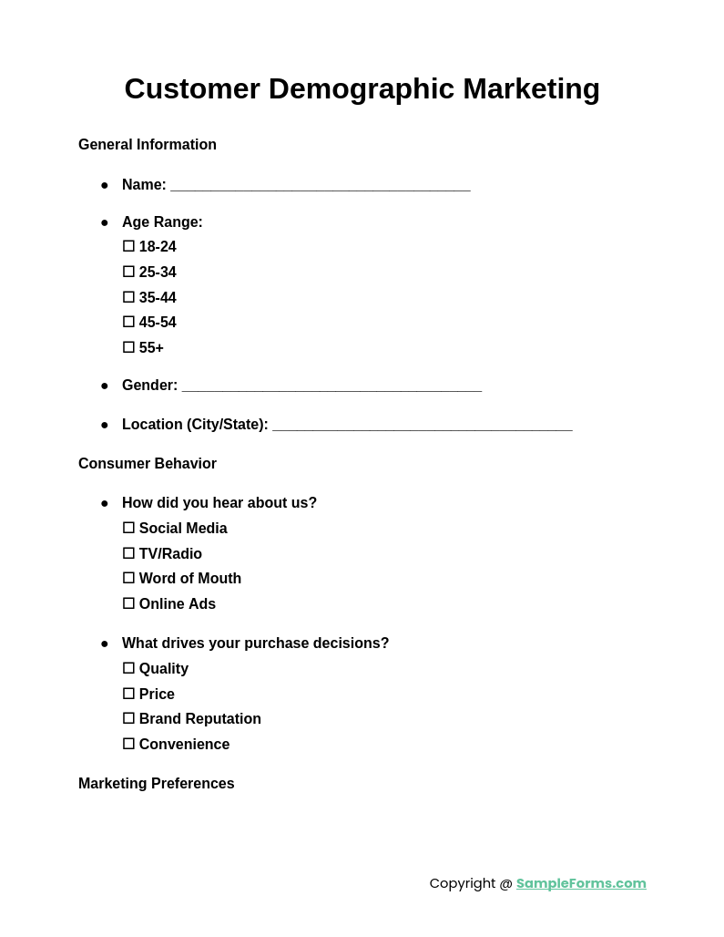 FREE 11+ Customer Demographic Samples, PDF, MS Word, Google Docs