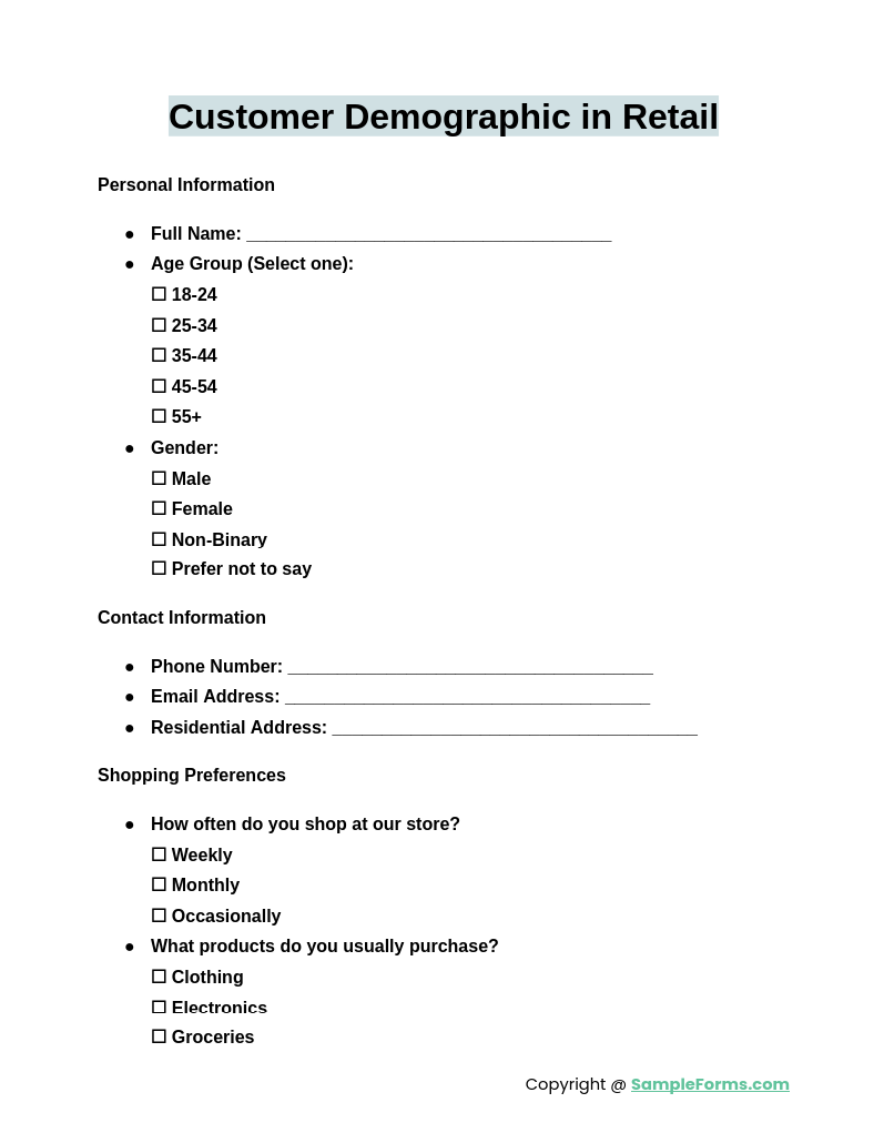 FREE 11+ Customer Demographic Samples, PDF, MS Word, Google Docs