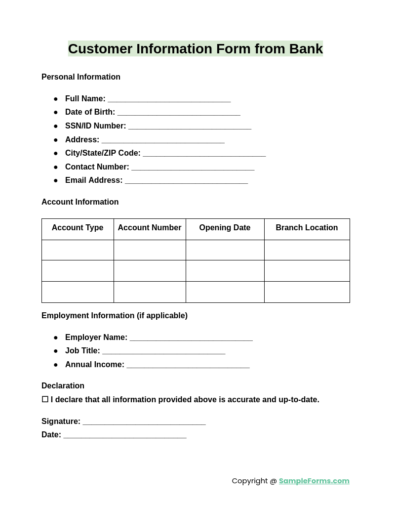 FREE 13+ Customer Information Form Samples, PDF, MS Word, Google Docs ...