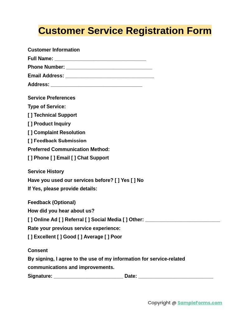 FREE 12+ Customer Registration Form Samples, PDF, MS Word, Google Docs ...