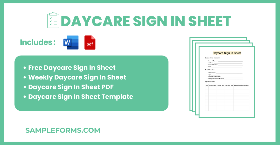 FREE 10+ Daycare Sign In Sheet Samples, PDF, MS Word, Google Docs