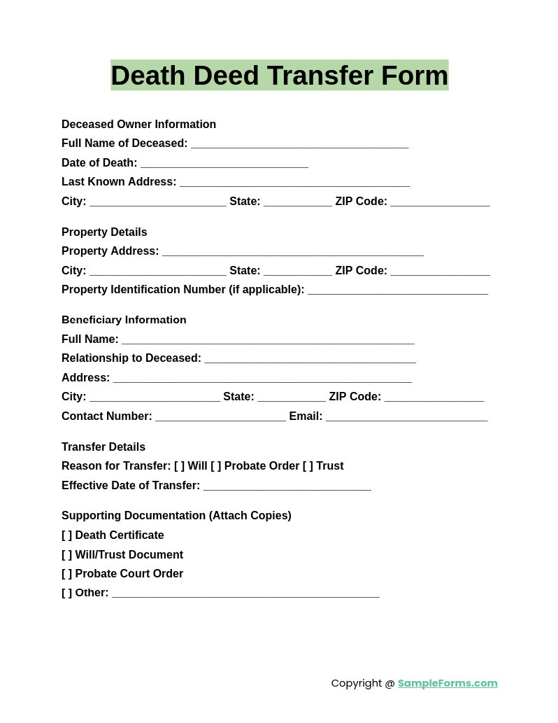 FREE 13+ Deed Transfer Form Samples, PDF, MS Word, Google Docs, Excel