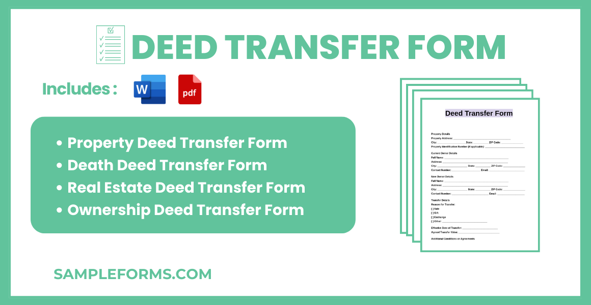 FREE 13+ Deed Transfer Form Samples, PDF, MS Word, Google Docs, Excel