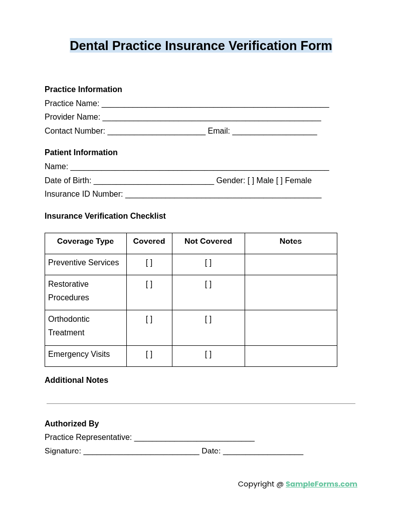 FREE 10+ Dental Insurance Verification Form Samples, PDF, MS Word ...