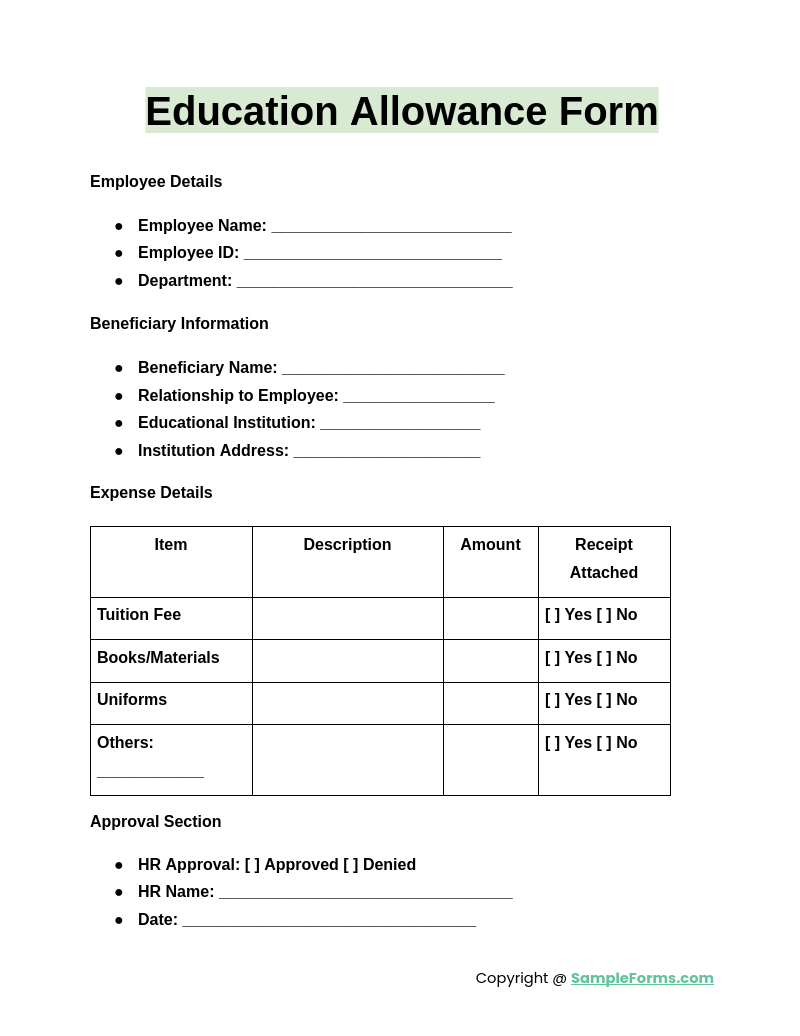 FREE 36+ Allowance Form Samples, PDF, MS Word, Google Docs, Excel