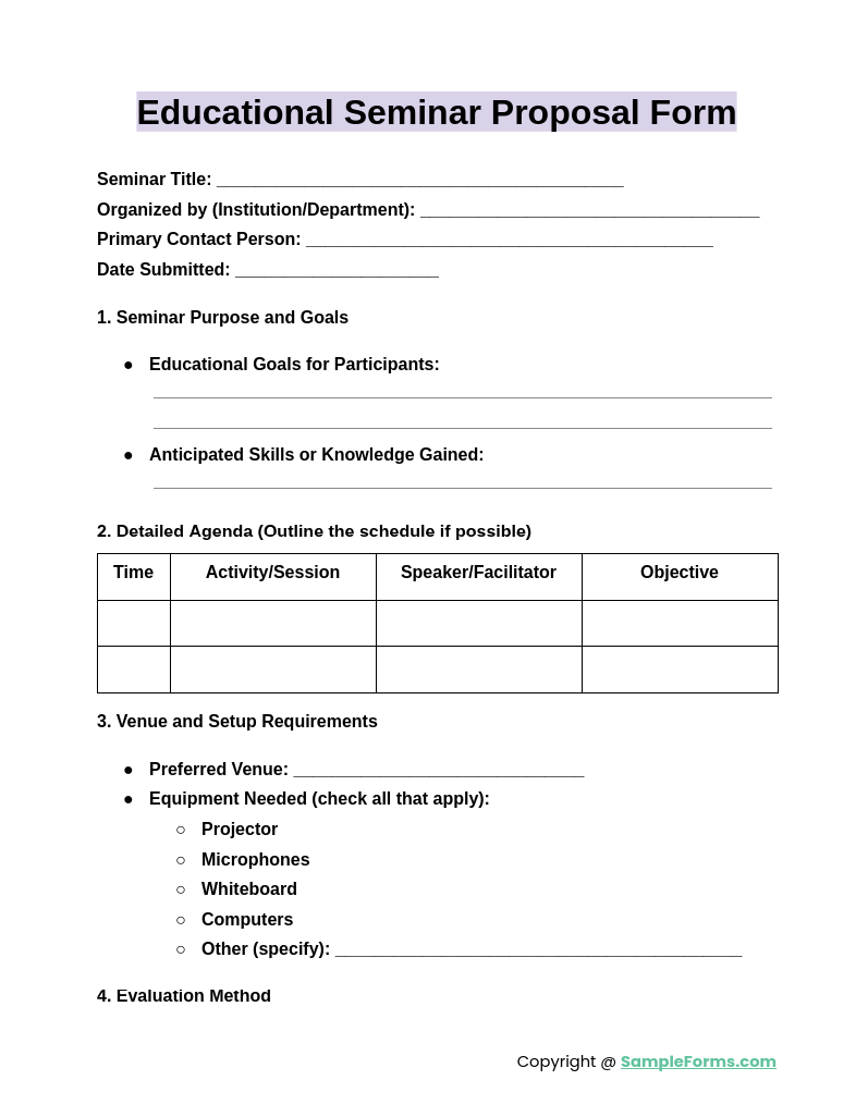FREE 15+ Seminar Proposal Form Samples, PDF, MS Word, Google Docs