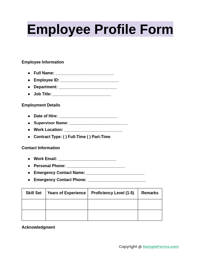 FREE 55+ Profile Form Samples, PDF, MS Word, Google Docs, Excel