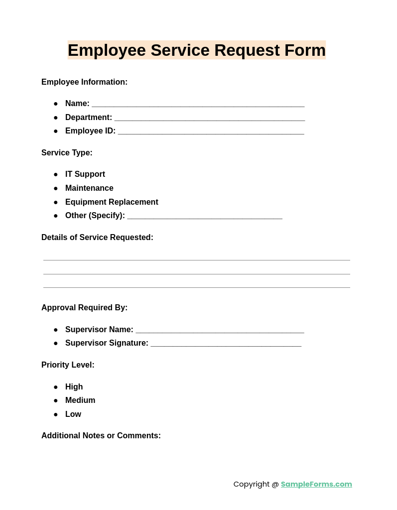 FREE 12+ Service Request Form Samples, PDF, MS Word, Google Docs