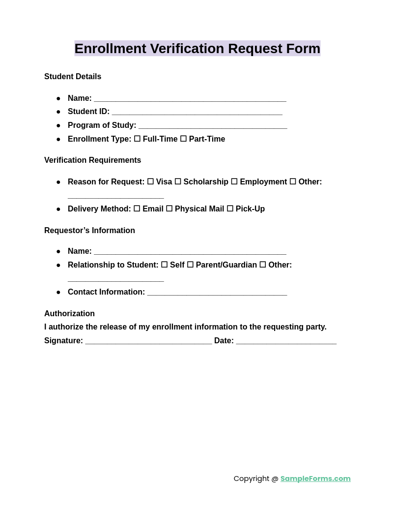 FREE 30+ Enrollment Verification Form Samples, PDF, MS Word, Google Docs