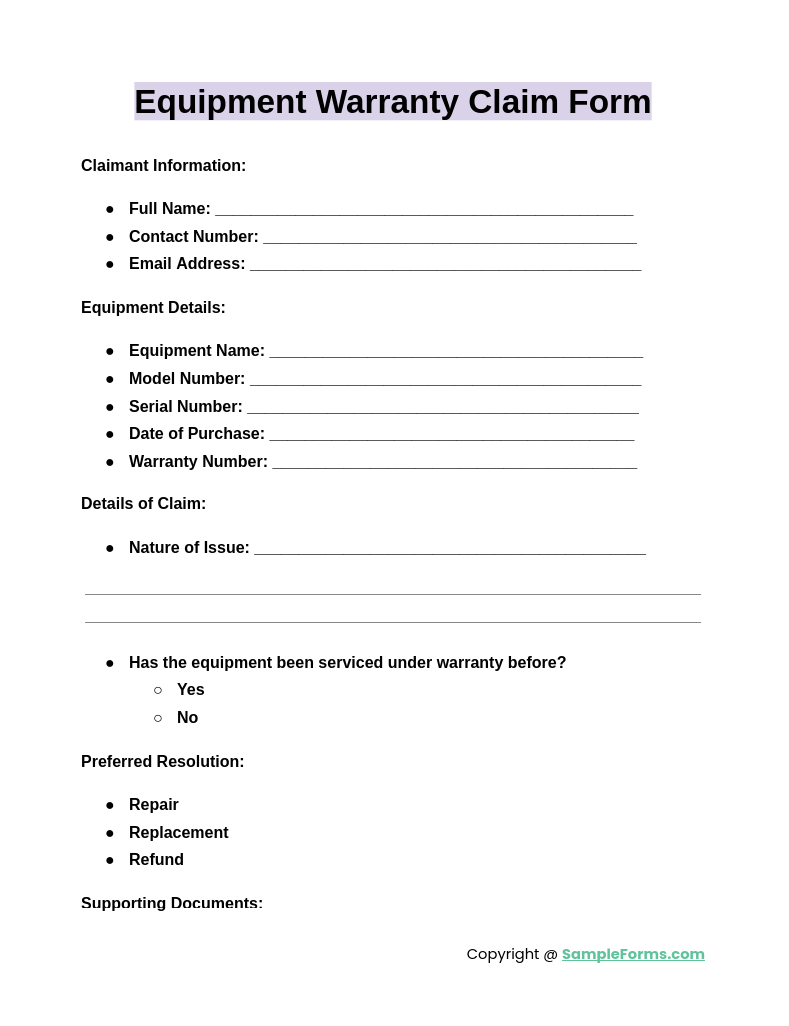FREE 13+ Warranty Claim Form Samples, PDF, MS Word, Google Docs, Excel