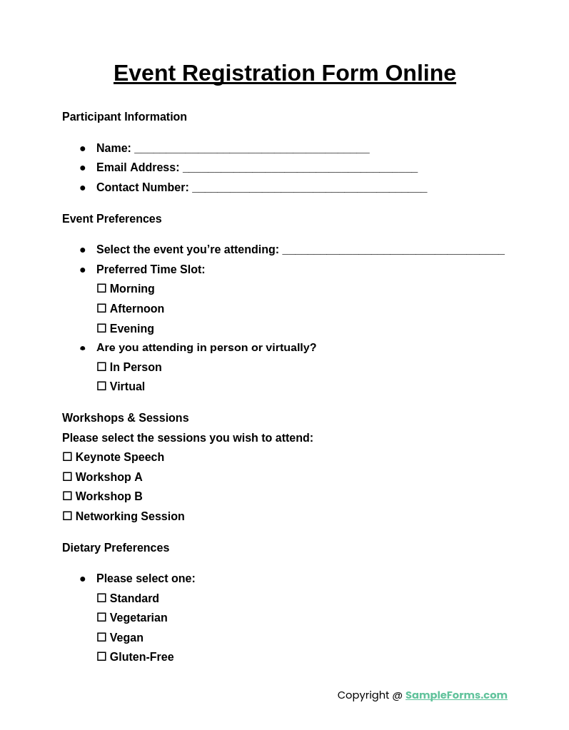 FREE 18+ Event Registration Form Samples, PDF, MS Word, Google Docs, Excel