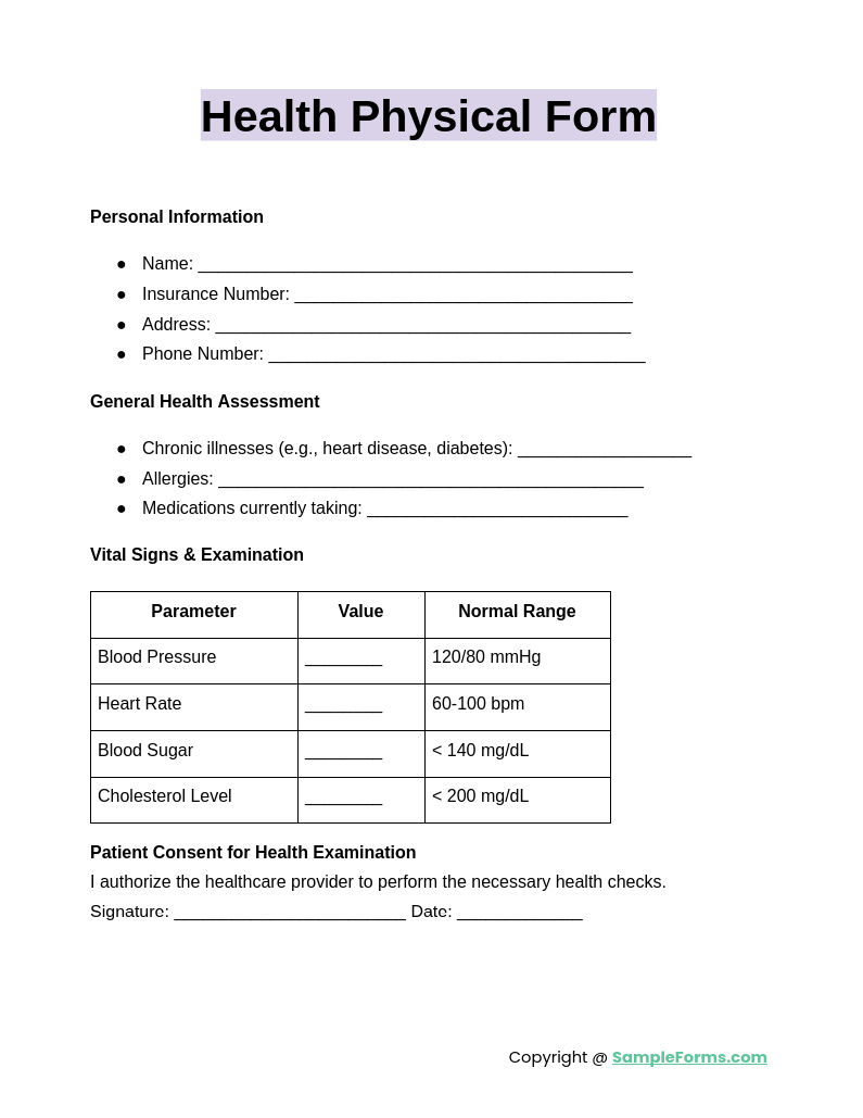 FREE 13+ Physical Form Samples, PDF, MS Word, Google Docs