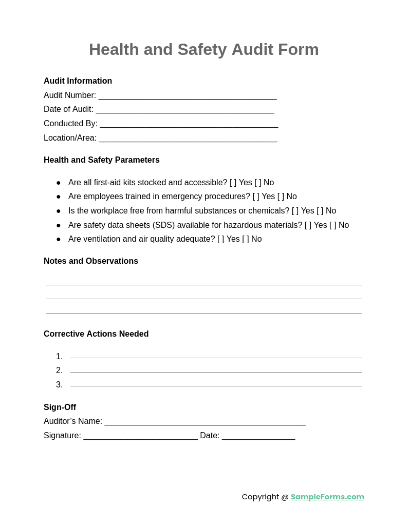 FREE 14+ Safety Audit Form Samples, PDF, MS Word, Google Docs