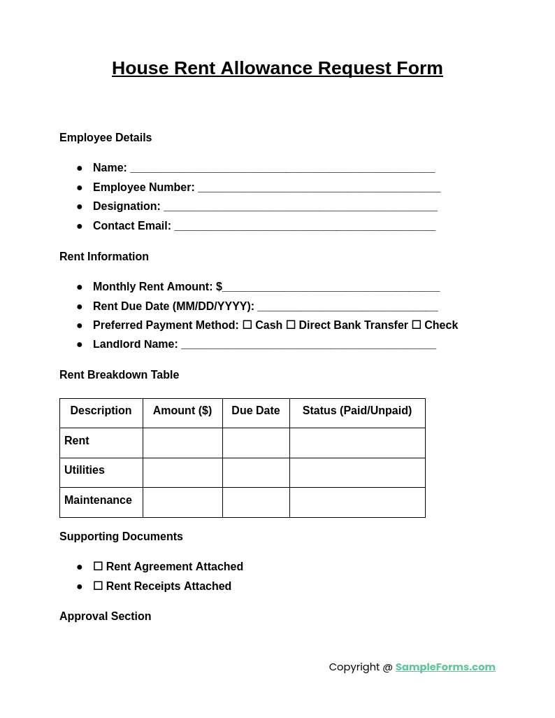 FREE 10+ House Rent Allowance Form Samples, PDF, MS Word, Google Docs