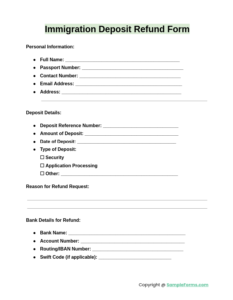 FREE 12+ Deposit Refund Form Samples, PDF, MS Word, Google Docs