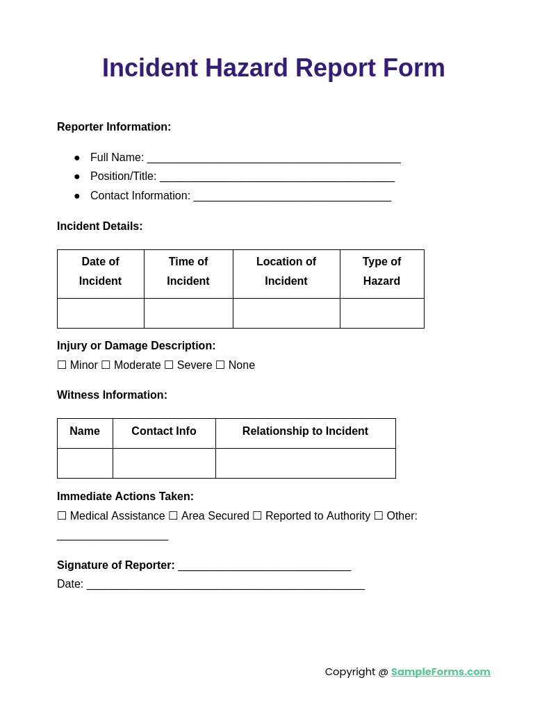 FREE 17+ Hazard Report Form Samples, PDF, MS Word, Google Docs