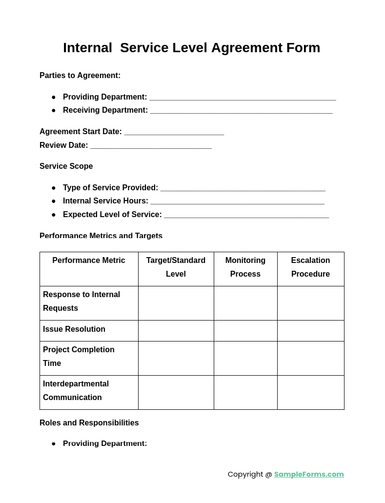 FREE 13+ Service Level Agreement Form Samples, PDF, MS Word, Google Docs