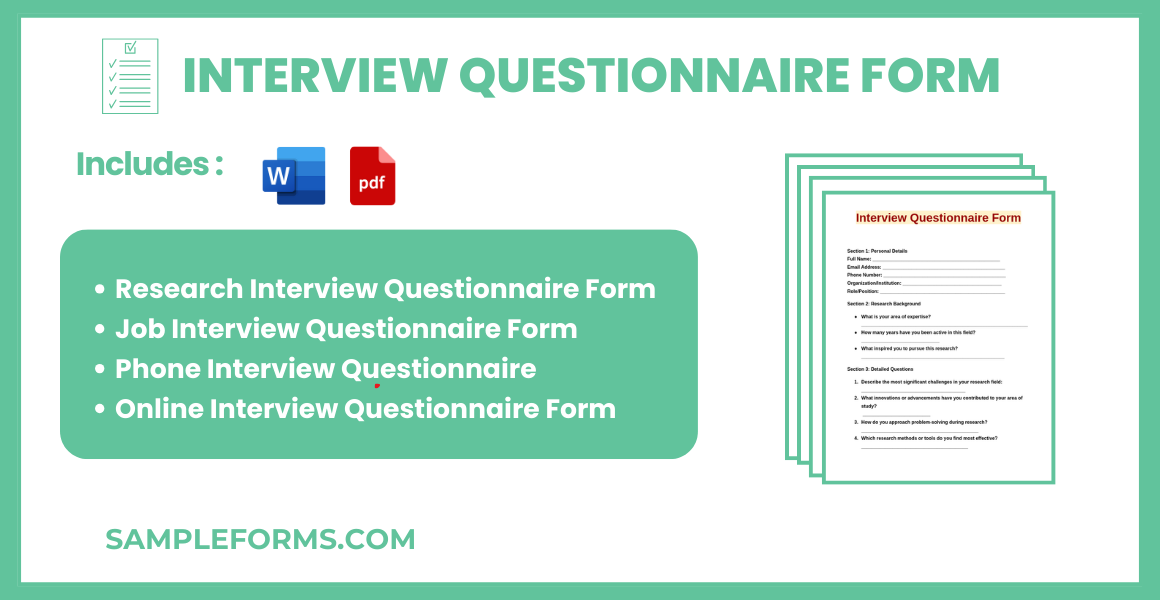 FREE 12+ Interview Questionnaire Form Samples, PDF, MS Word, Google ...