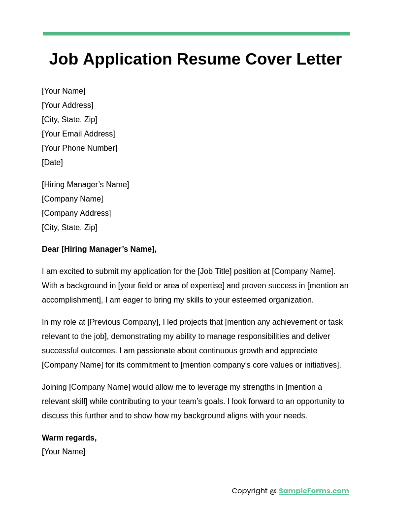 FREE 11+ Resume Cover Letter Samples, PDF, MS Word, Google Docs