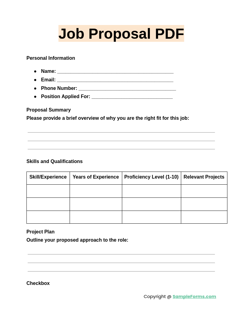 Free 11+ Job Proposal Samples, Pdf, Ms Word, Google Docs