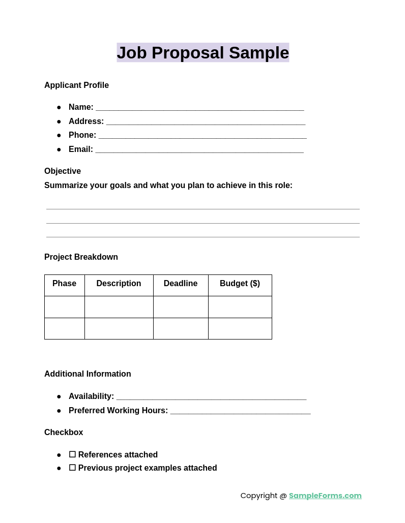 FREE 11+ Job Proposal Samples, PDF, MS Word, Google Docs