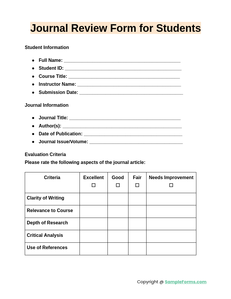 FREE 11+ Journal Review Form Samples, PDF, MS Word, Google Docs
