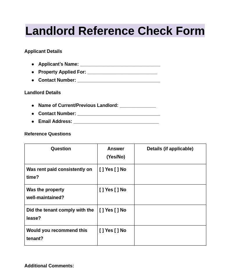 FREE 11+ Landlord Reference Form Samples, PDF, MS Word, Google Docs