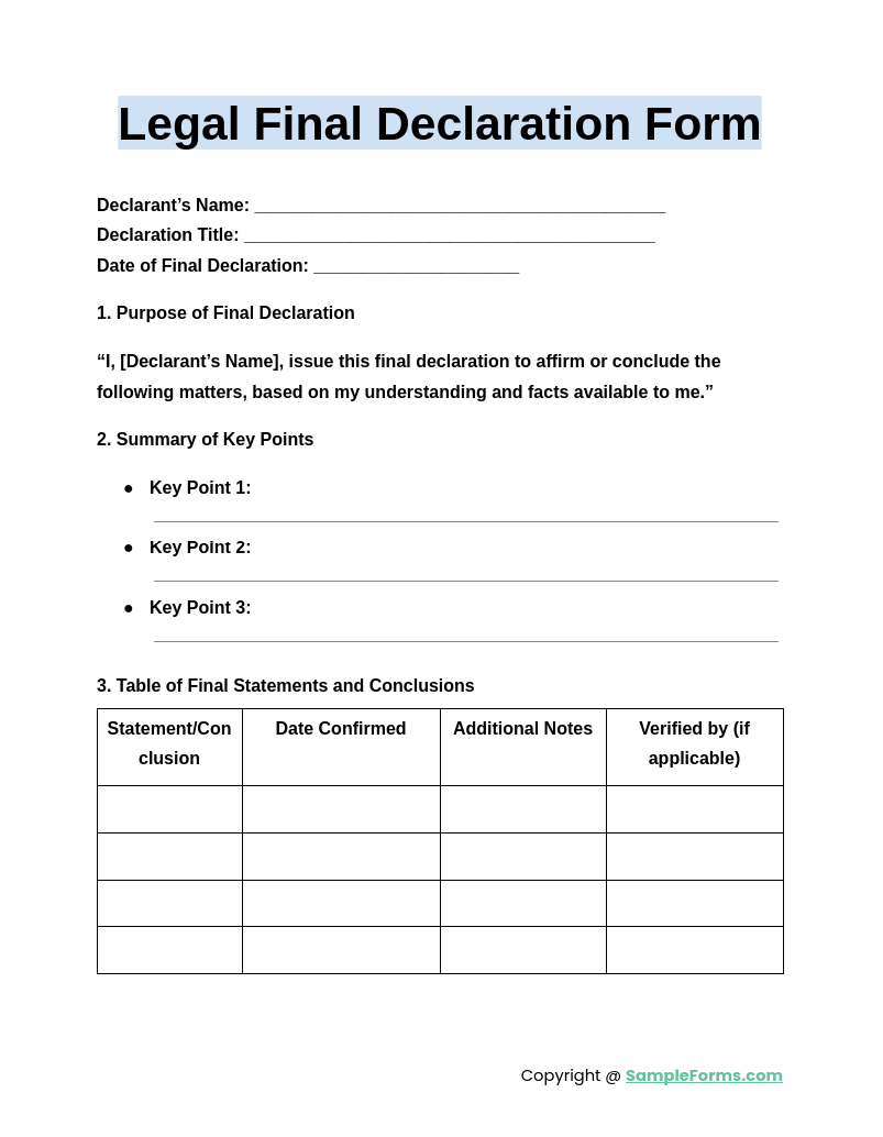 FREE 18+ Legal Declaration Form Samples, PDF, MS Word, Google Docs