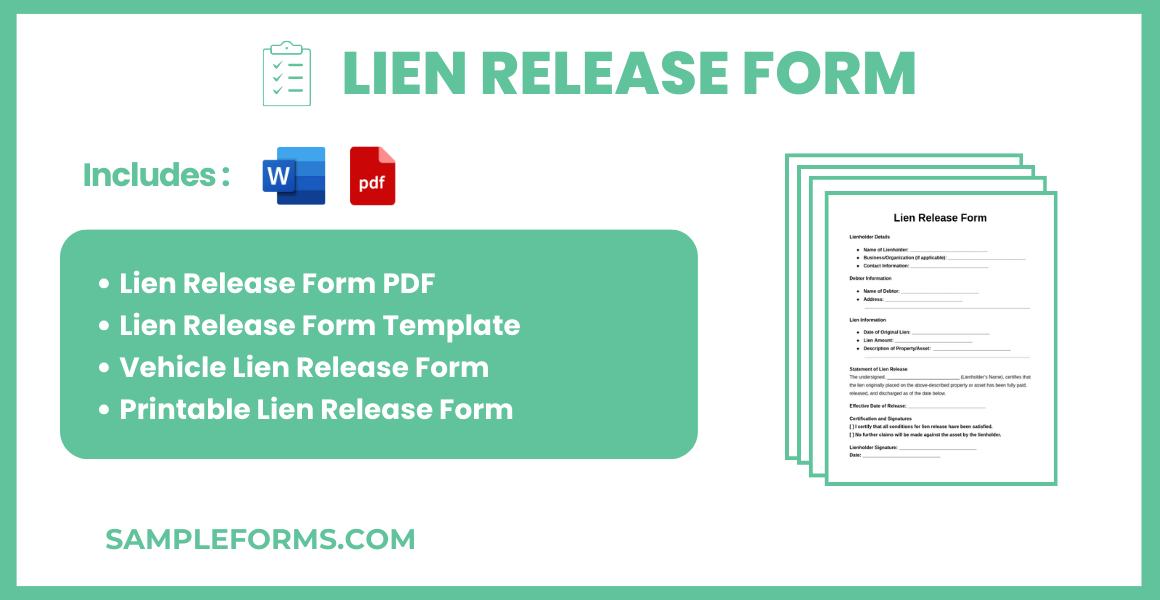 FREE 15+ Lien Release Form Samples, PDF, MS Word, Google Docs, Excel