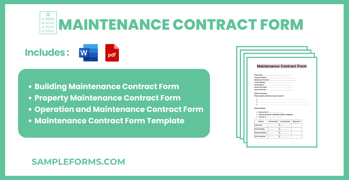 FREE 12+ Maintenance Contract Form Samples, PDF, MS Word, Google Docs