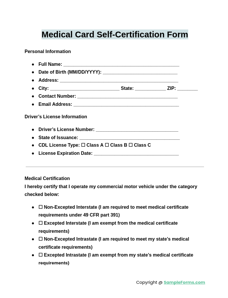 FREE 16+ Self-Certification Form Samples, PDF, MS Word, Google Docs