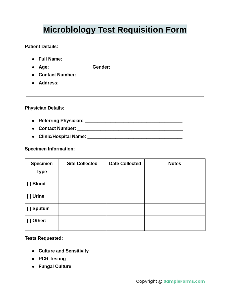 FREE 12+ Test Requisition Form Samples, PDF, MS Word, Google Docs